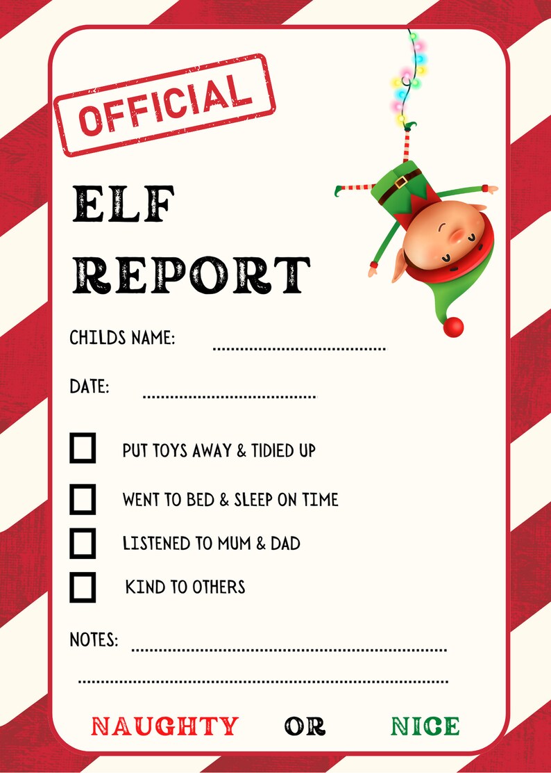Elf Report Card Santa Report Card Printable Elf Report Card - Etsy UK