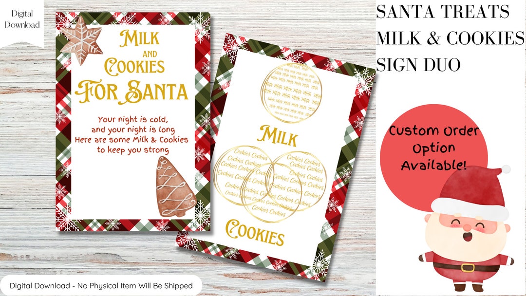 Sign for Santa, Milk and Cookies Sign for Santa, INSTANT DOWNLOAD ...