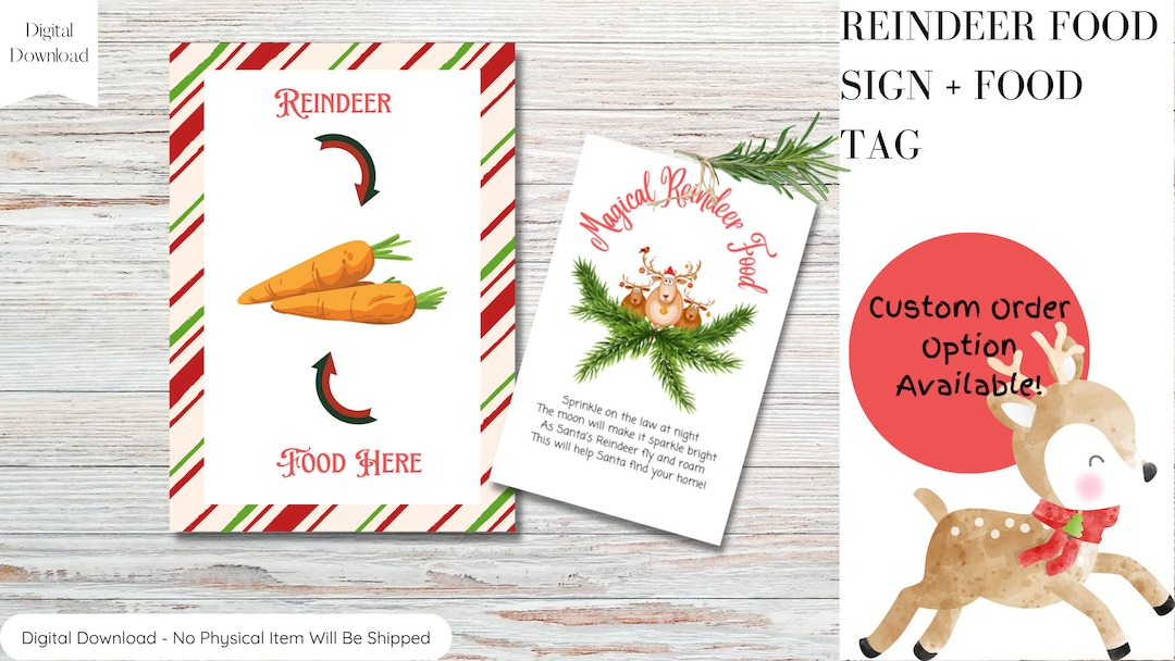 Reindeer Food, Reindeer Treats, Reindeer Carrots, Reindeer Sign ...