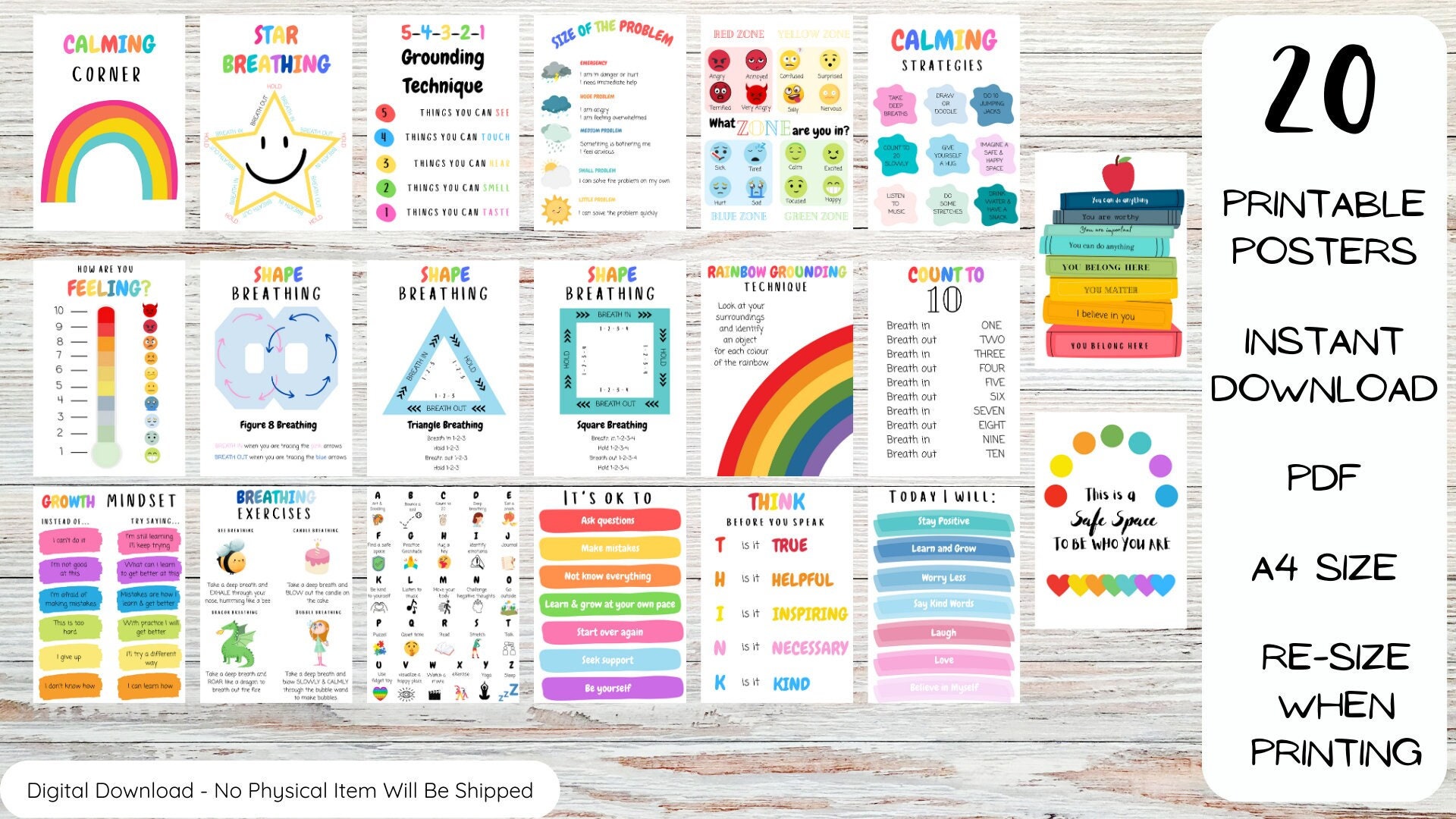 20 Calm Down Corner Posters Sign Kit Calming Decor Print Counsellor ...