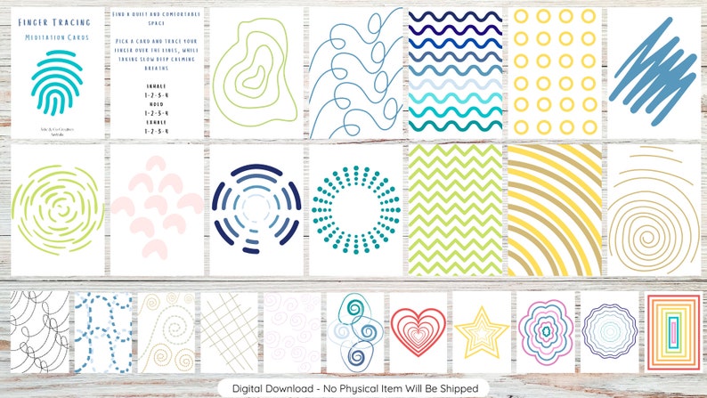 Finger Tracing Calming Cards, Printable Mindfulness Flash Cards, Calm ...