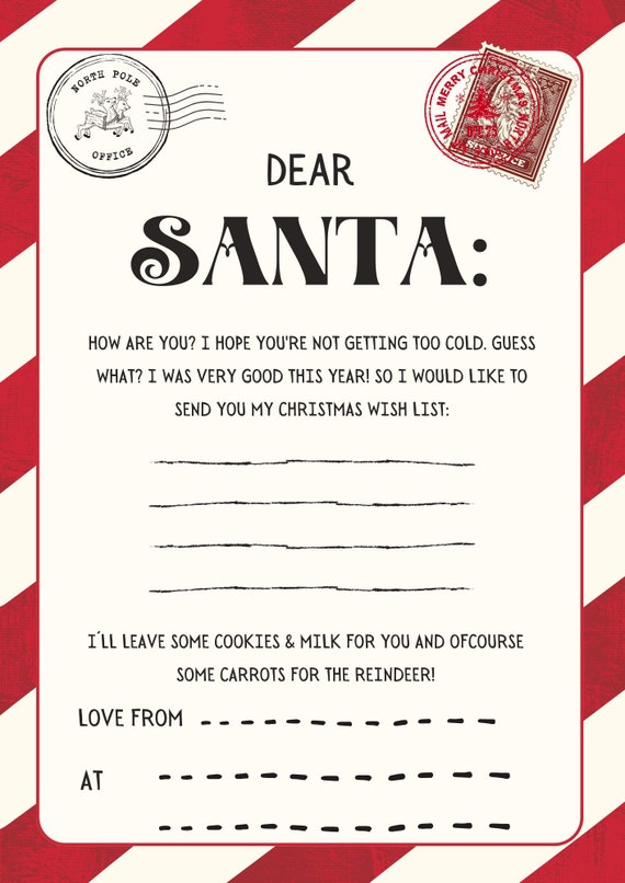 Santa Letter Dear Santa Santa Post Etsy