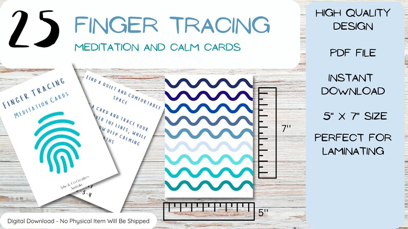 Finger Tracing Calming Cards Printable Mindfulness Flash - Etsy