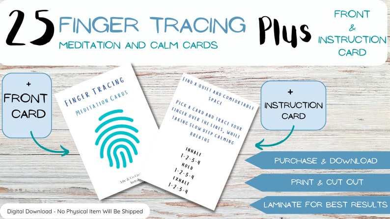 Finger Tracing Calming Cards Printable Mindfulness Flash - Etsy