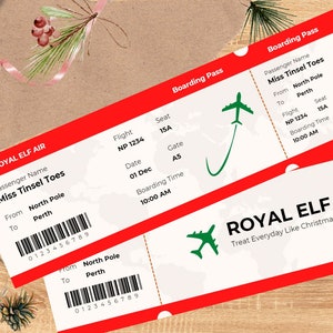 Elf Boarding Pass, Elf Airplane Ticket, Elf Airplane Boarding Pass, Elf ...