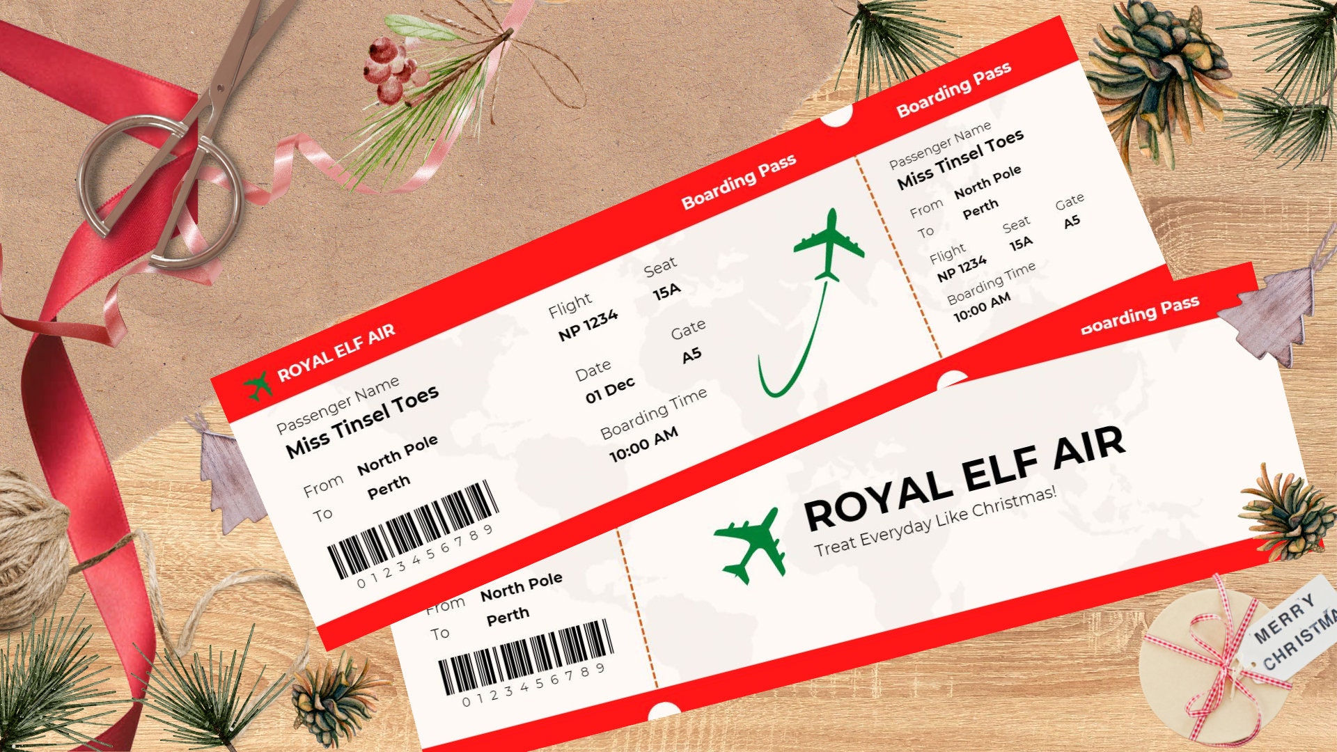 Elf Boarding Pass, Elf Airplane Ticket, Elf Airplane Boarding Pass, Elf ...
