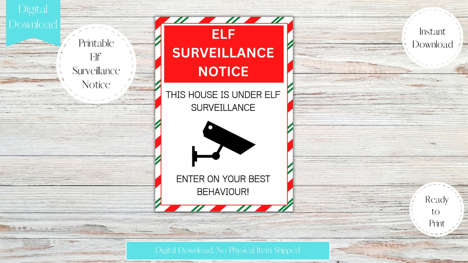 Elf Security Notice Printable - This House is Under Surveillance Sign ...