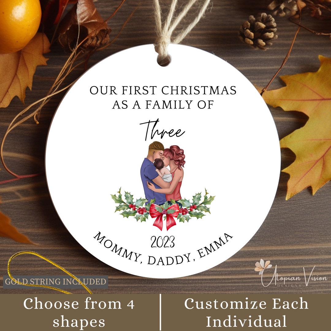 Family of 3 Ornament Personalized Family of Three Ornament - Etsy