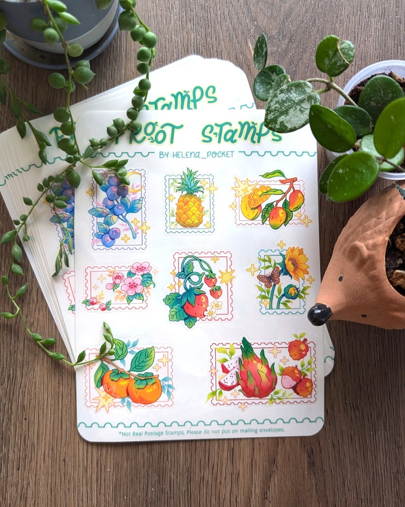 Transparent Fruit Stamps Sticker Sheet - Etsy