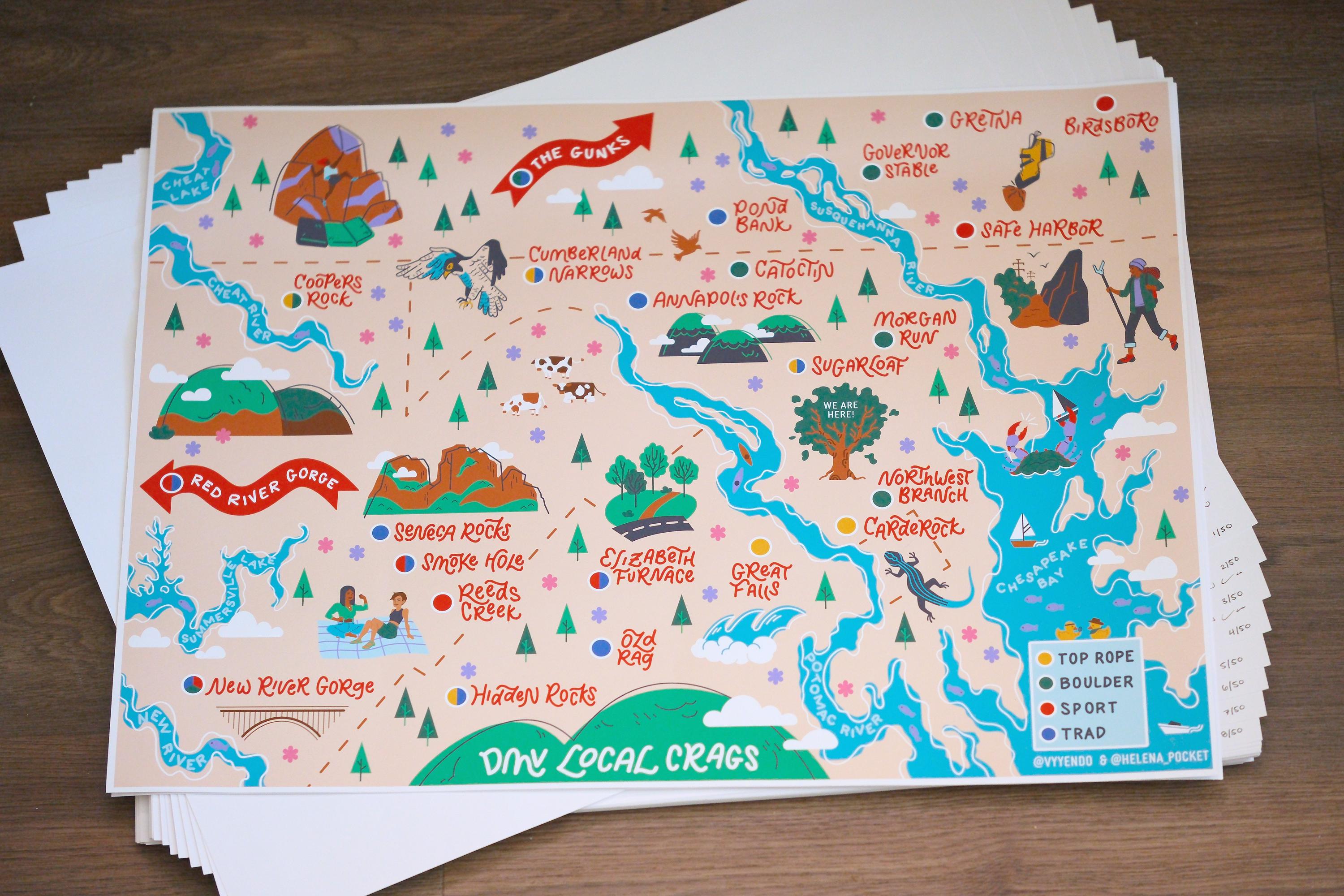 DMV Local Crags Map Mural Print - Etsy