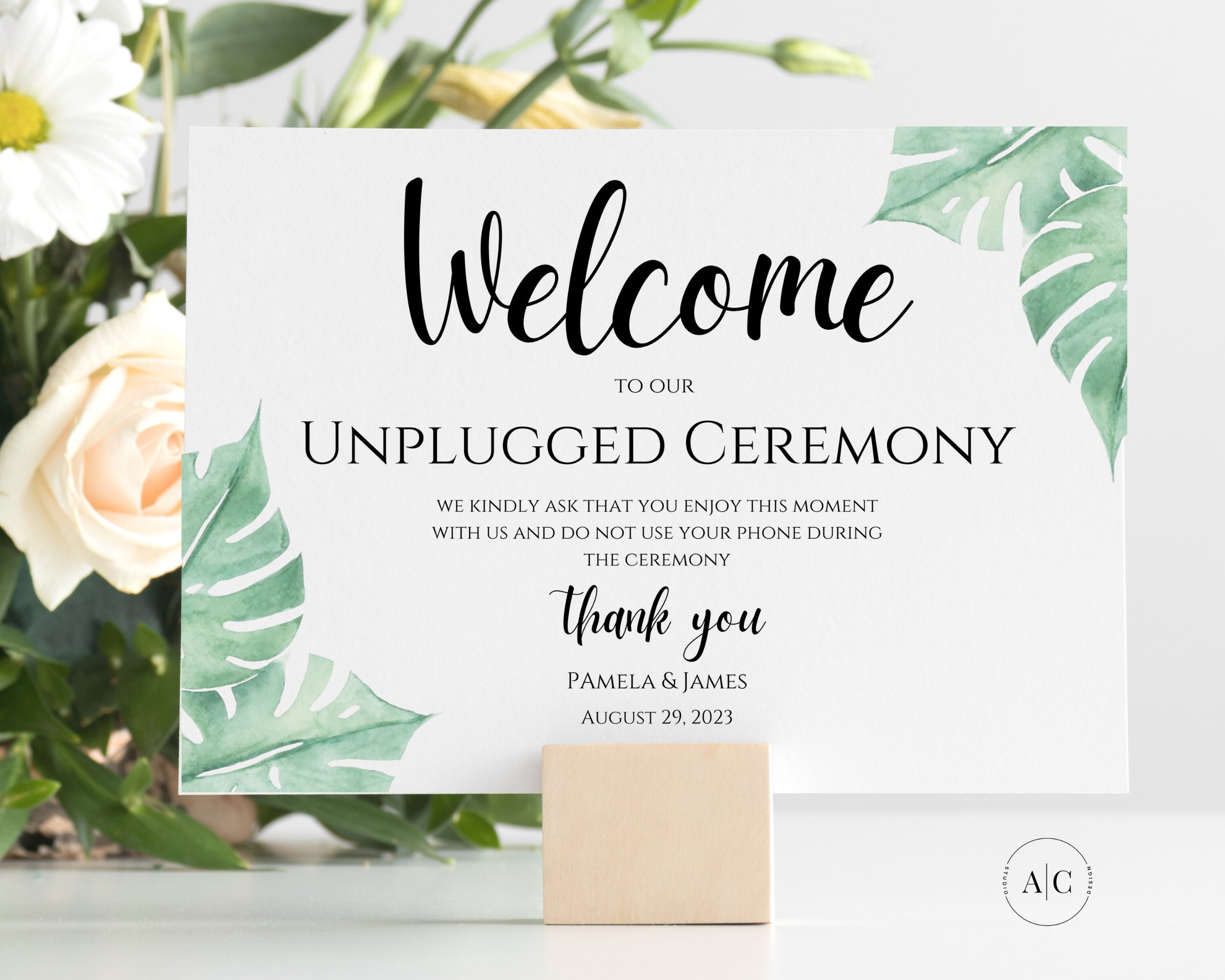 Tropical Unplugged Ceremony Welcome Sign Template Editable Instant ...