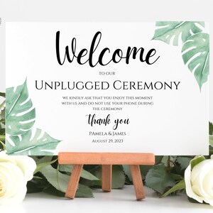 Tropical Unplugged Ceremony Welcome Sign Template | Editable Instant ...