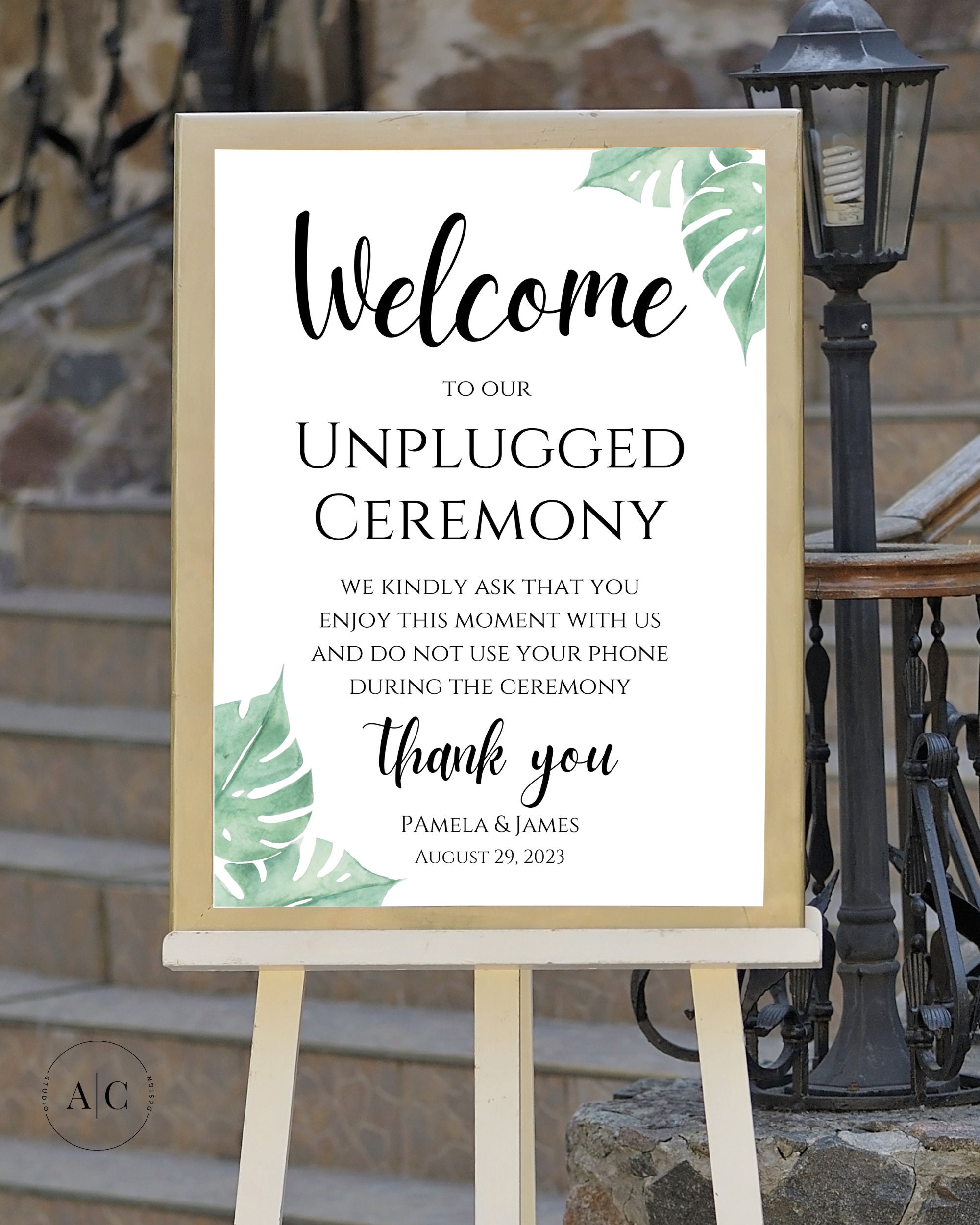 Tropical Unplugged Ceremony Welcome Sign Template | Editable Instant ...