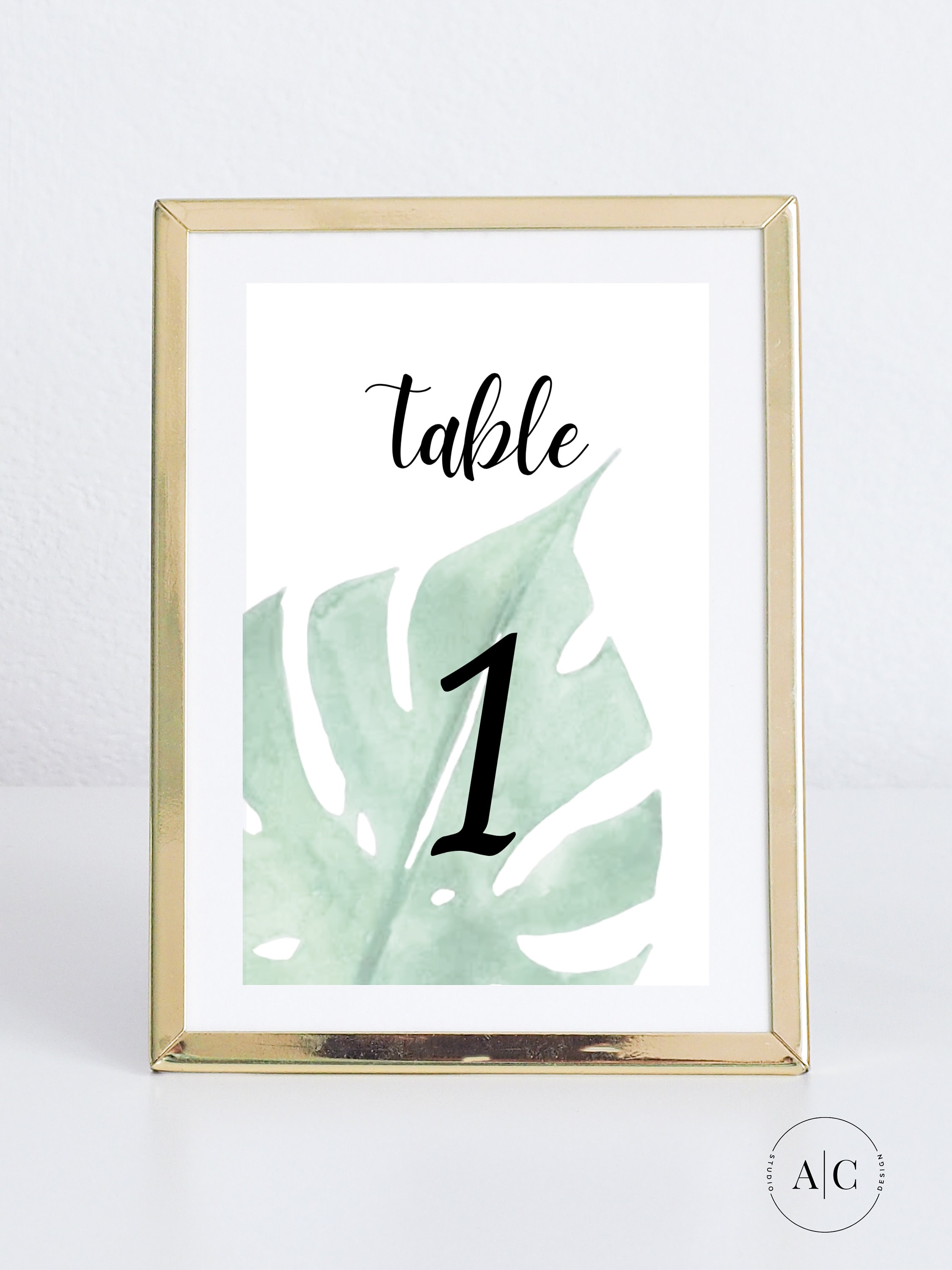 Simple Tropical Table Number Template | Wedding Editable Table Number ...