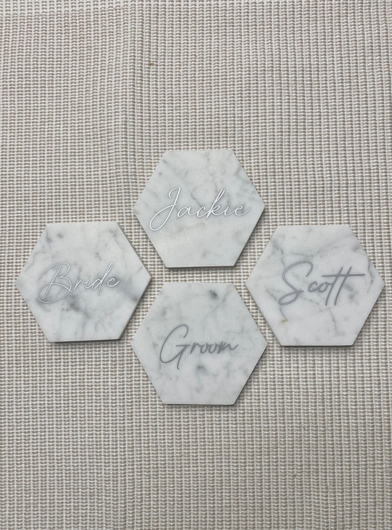 3 Inch - Personalized Marble Place Card Weddinng Favor Table Card - Etsy