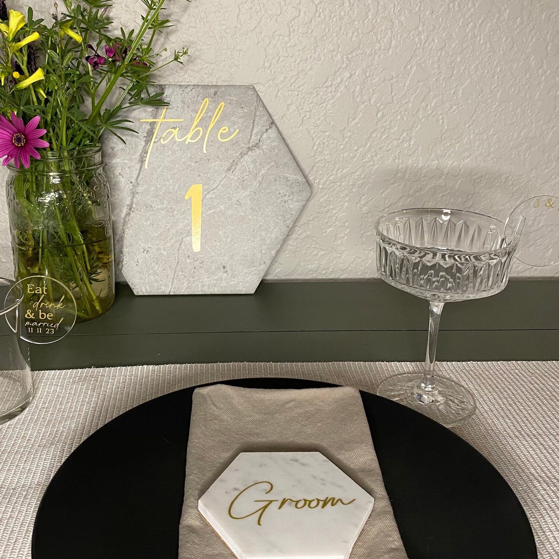 3 Inch - Personalized Marble Place Card Weddinng Favor Table Card - Etsy