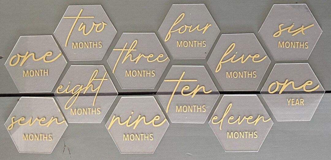 Baby Year Milestone Acrylic Hexagon 3-inch Montly Milestone Photo Prop ...