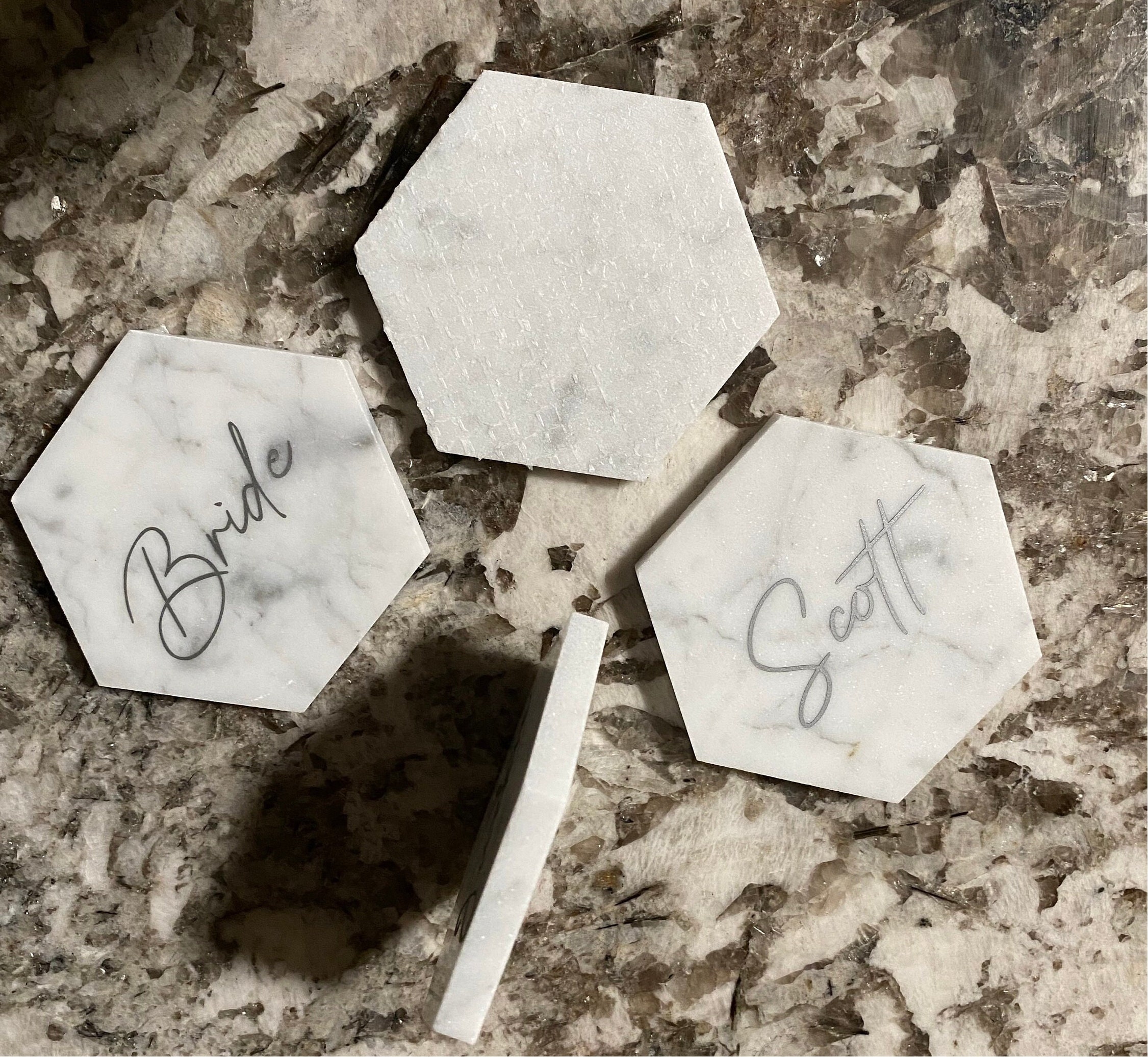 3 Inch Personalized Marble Place Card Weddinng Favor Table Card - Etsy