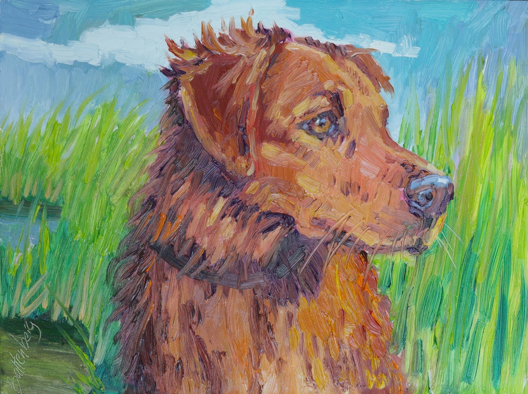 Golden Labrador Oil Painting, Dog Oil Portrait, Custom Wall Art ...