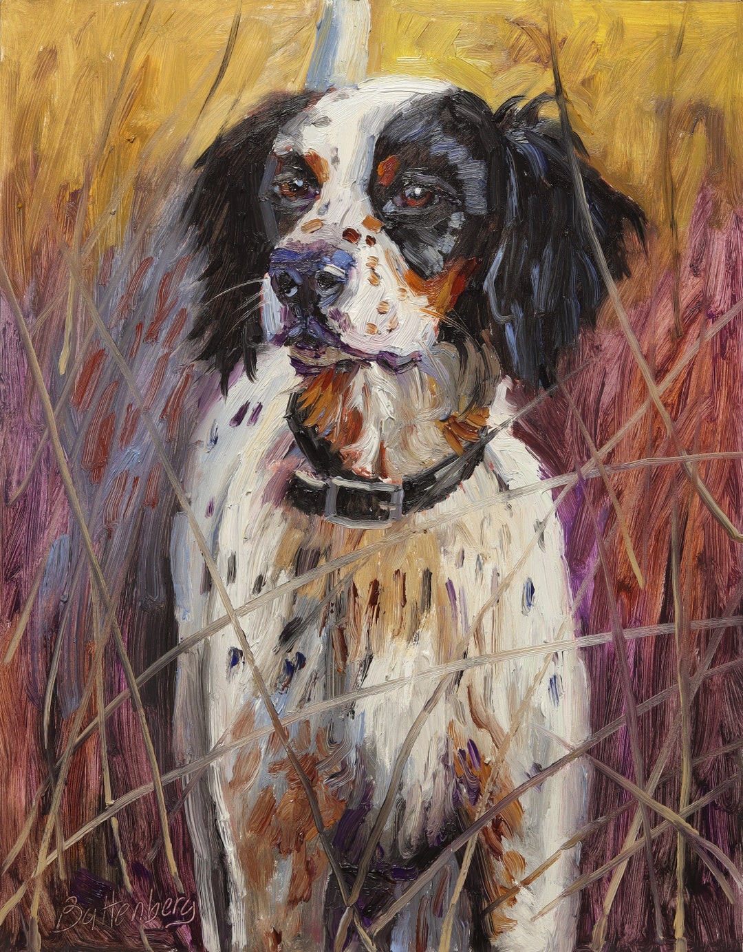 Oil Painting Print of a Brittany Spaniel, Original Oil Dog Portrait ...