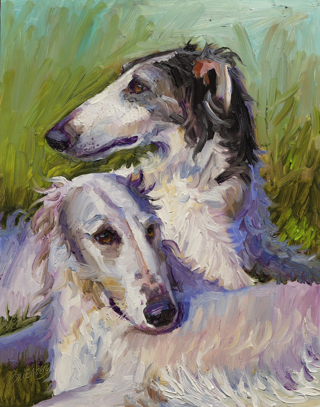 Borzoi Dog Portrait, Original Oil, Dog Portrait, Wall Decor, Hand ...
