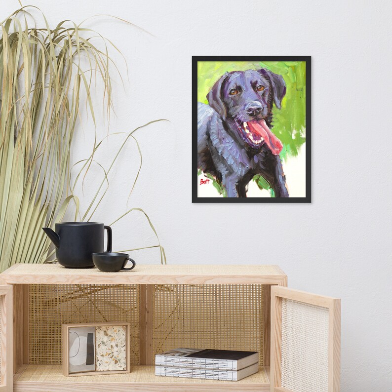 Black Labrador Print From Original Oil Portrait, Wall Art, Labrador ...