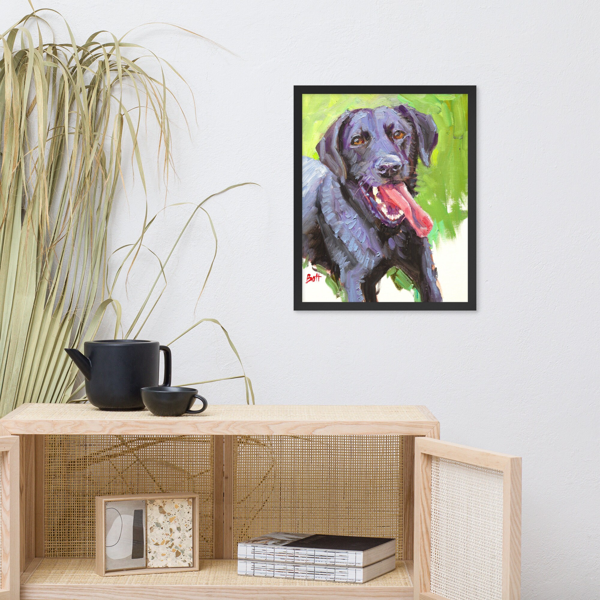 Black Labrador Print From Original Oil Portrait, Wall Art, Labrador ...