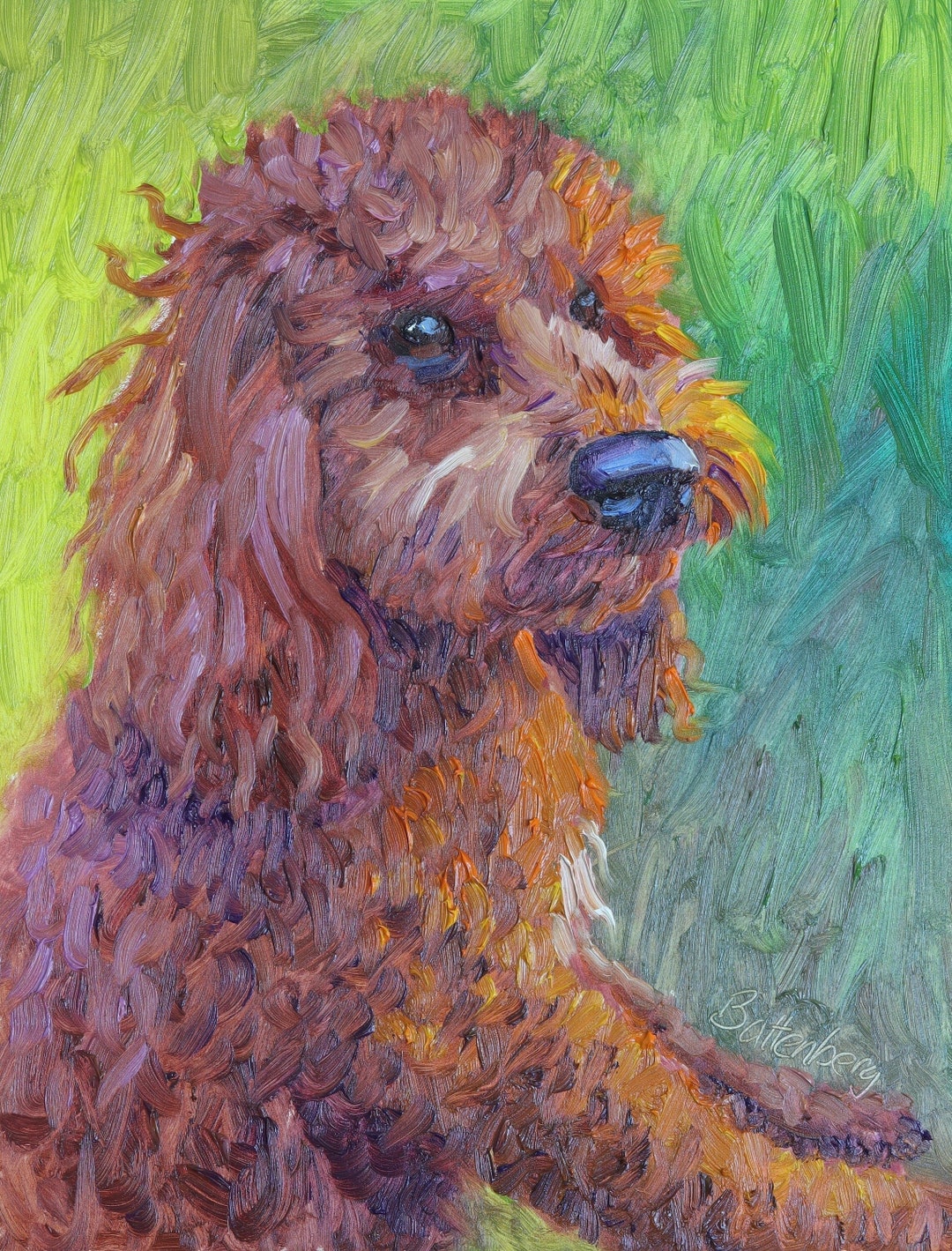 Labradoodle Portrait, Caramel Color, Doodle Portrait, Dog Portrait, Dog ...