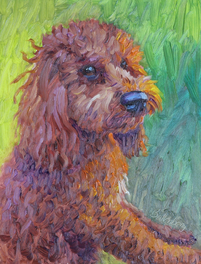 Labradoodle Portrait, Caramel Color, Doodle Portrait, Dog Portrait, Dog ...