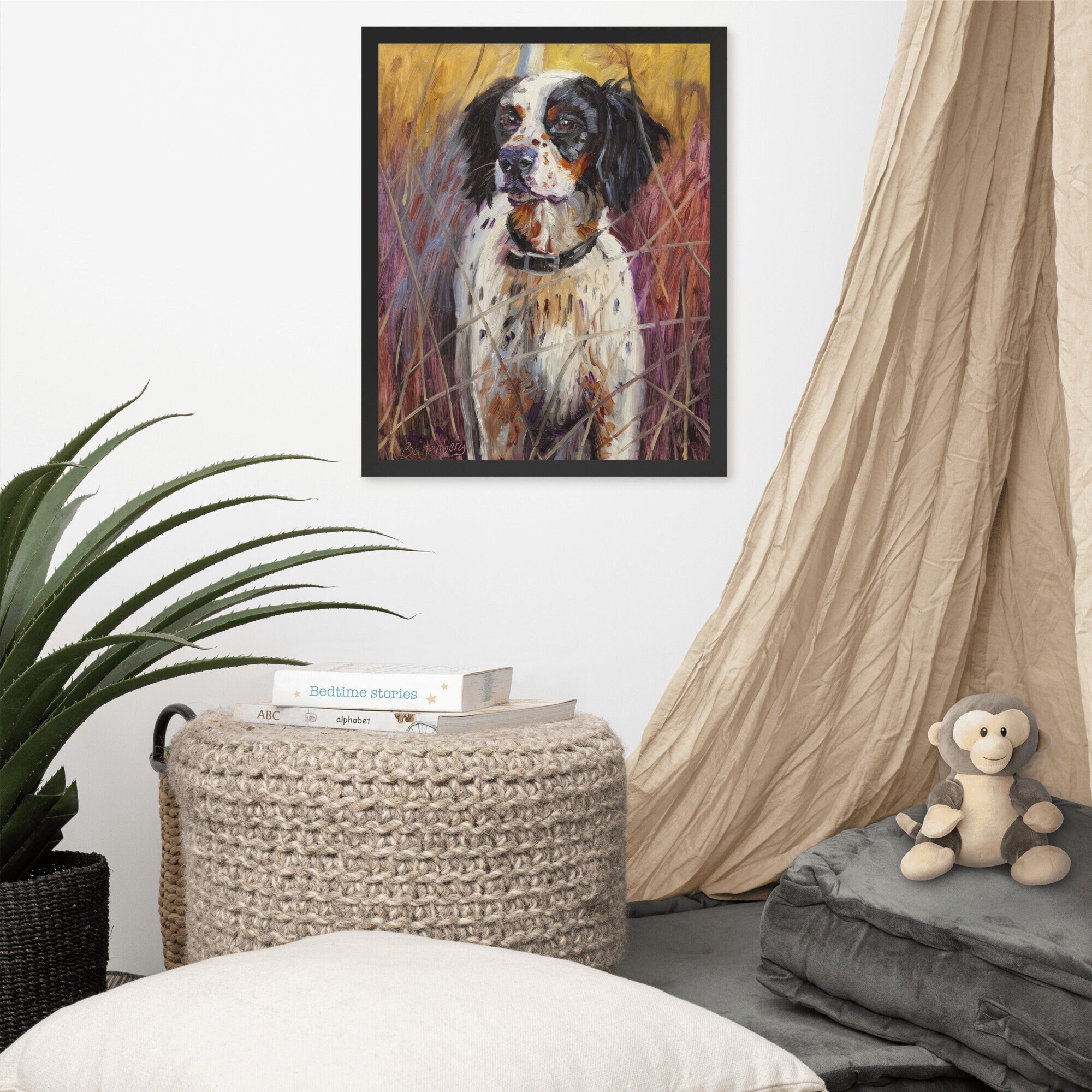 Oil Painting Print of a Brittany Spaniel, Original Oil Dog Portrait ...