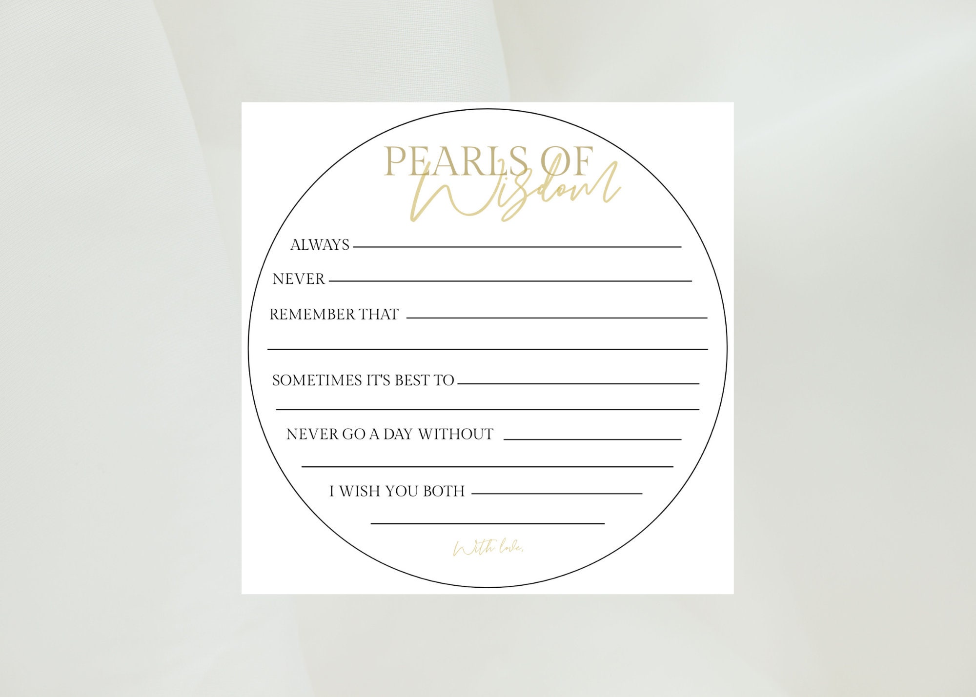 PEARLS OF WISDOM | Bridal Shower Advice Card & Sign, Classic, Timeless ...