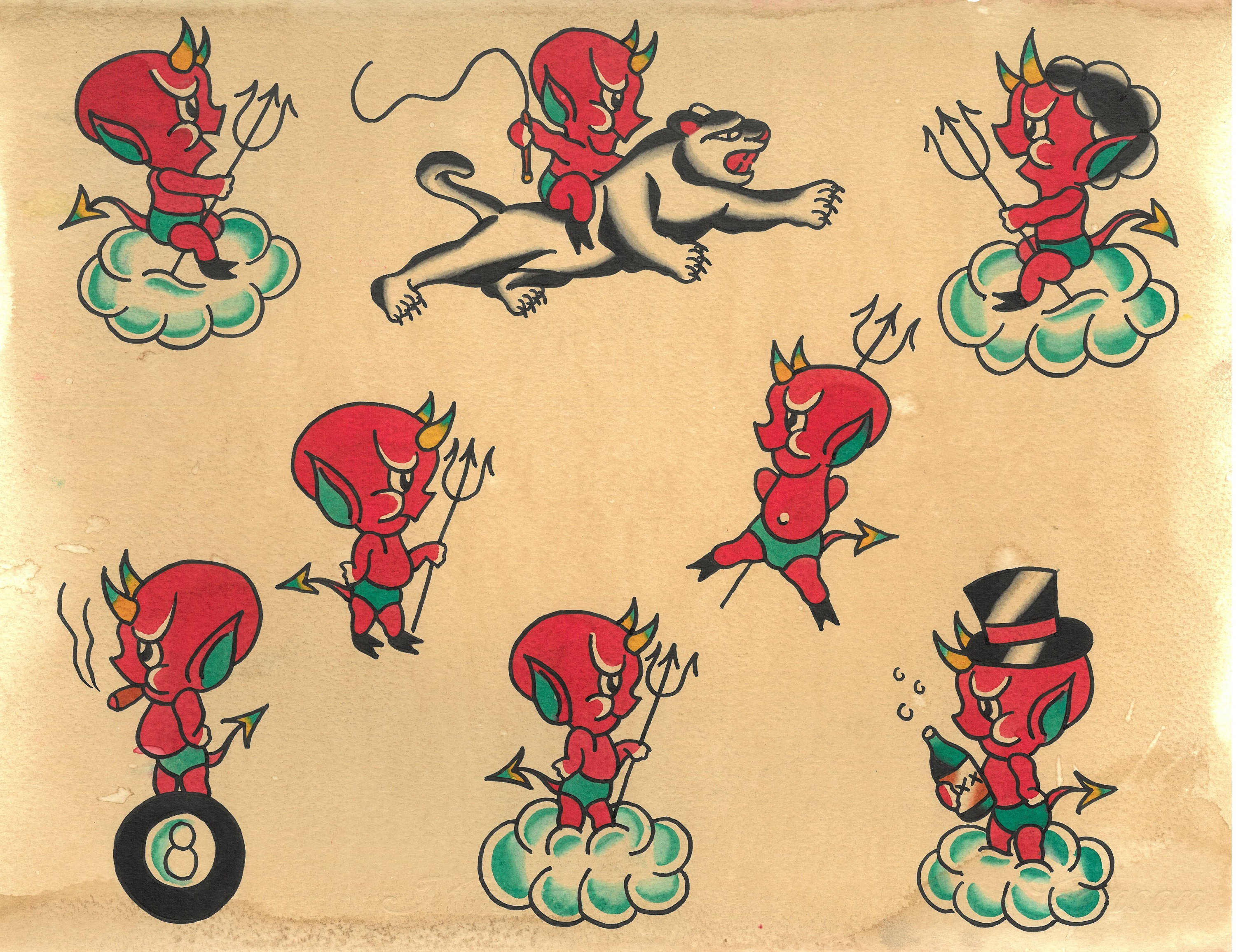 Traditional Tattoo Flash Devil Hot Stuff Old School - Etsy