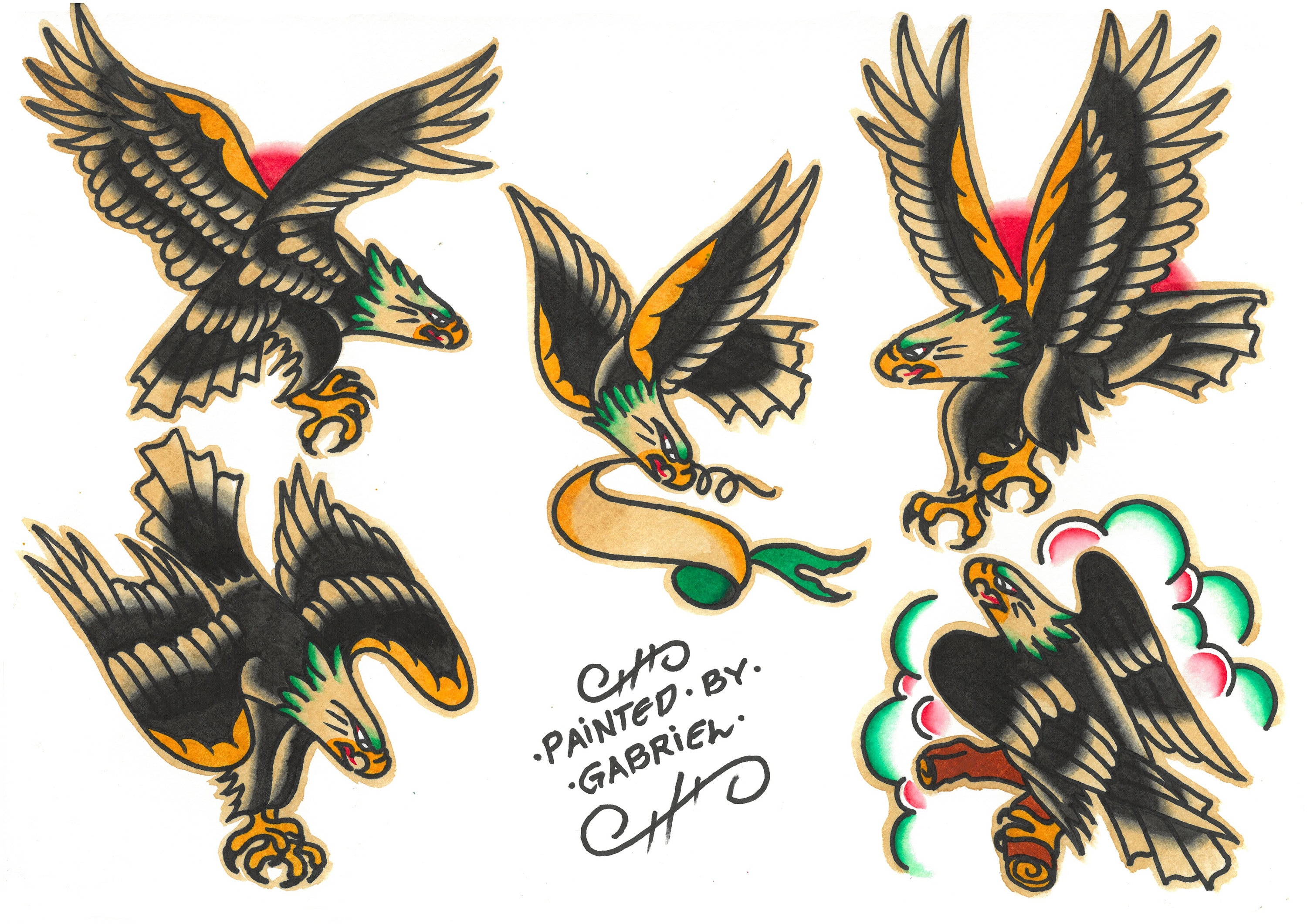 Traditional Tattoo Flash Eagle Old School - Etsy