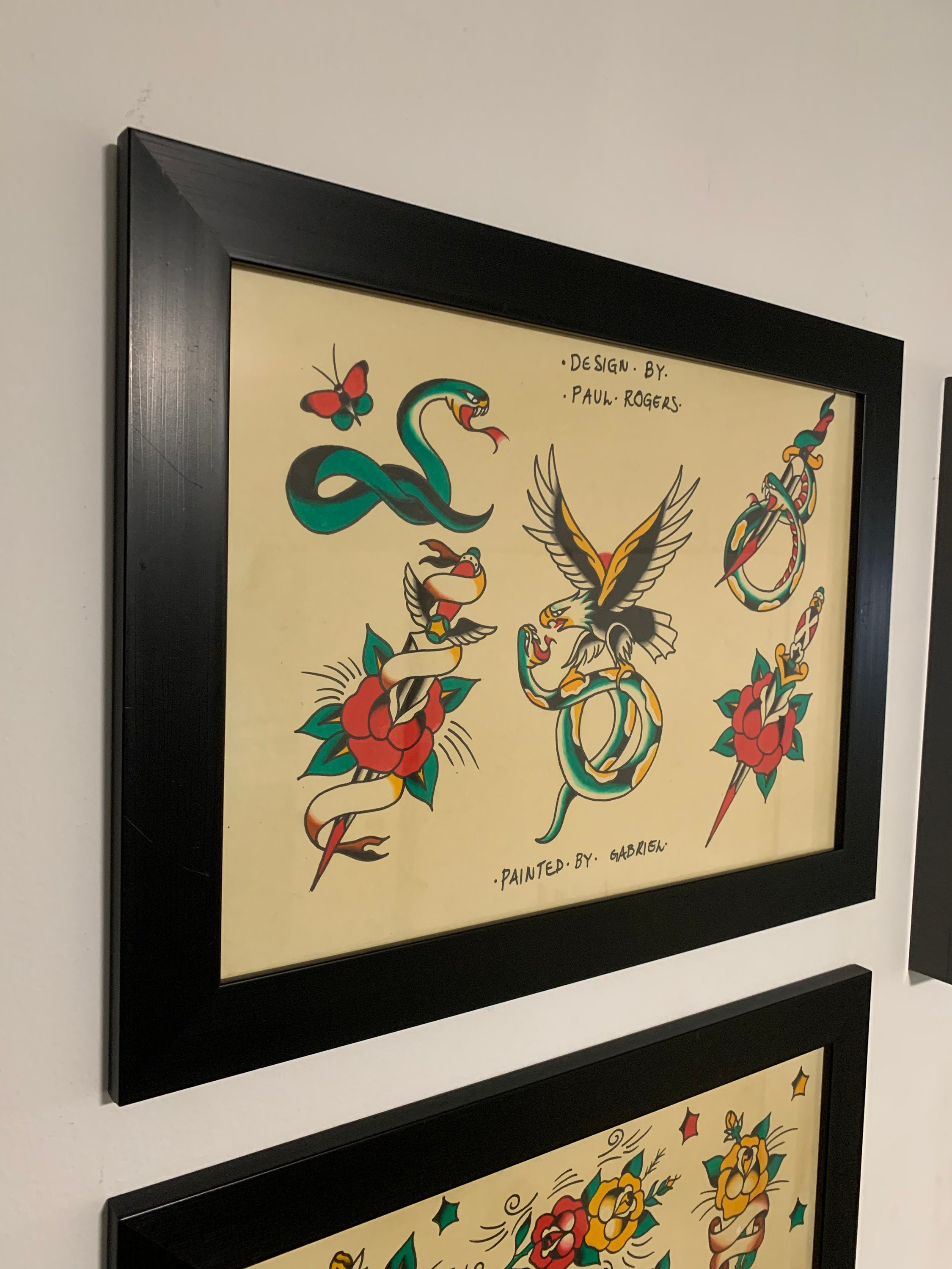 Traditional Tattoo Flash Eagle Snake Rose Old School - Etsy