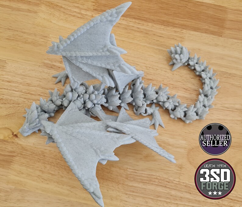 3D Printed Dragon, Armored Spike Dragon, Powerful Four Winged Dragon ...