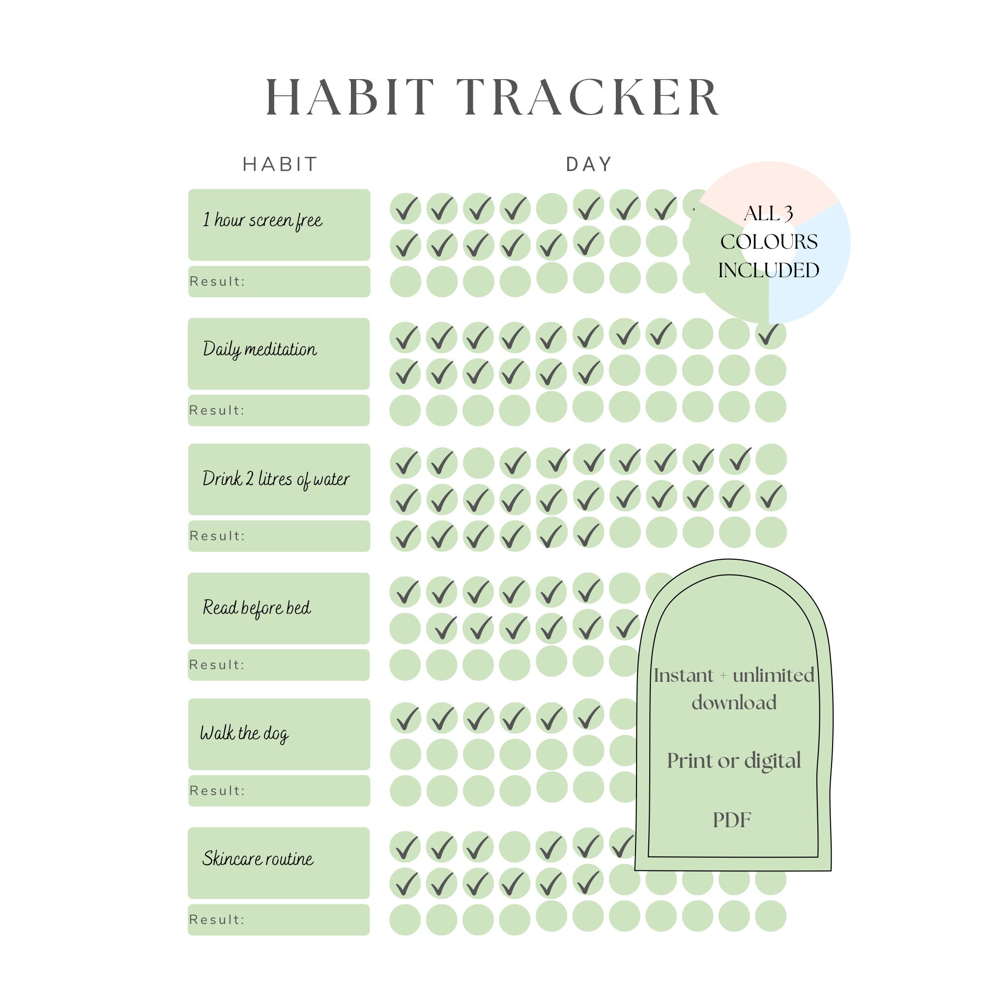 HABIT TRACKER Routine Planner Health Wellness Goal Healthy Habits ...