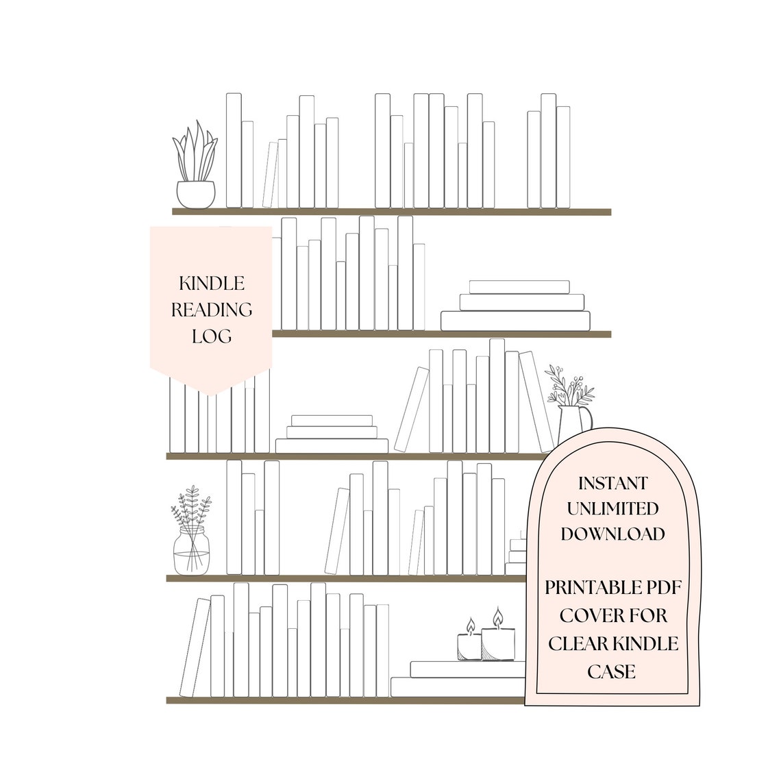 KINDLE COVER INSERT Book Reading Log for Clear Case Bookshelf Rating ...