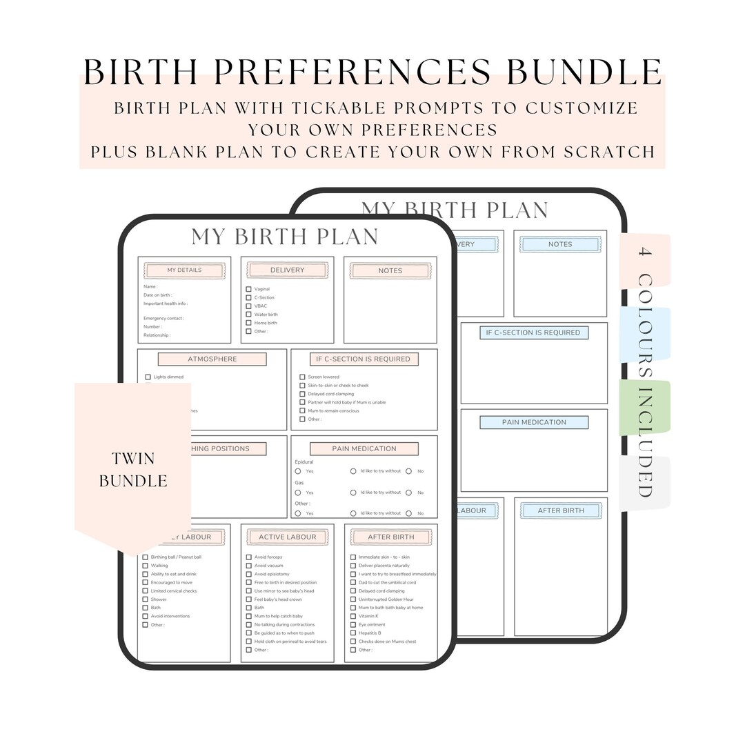 BIRTH PREFERENCE Birth Plan Checklist Hospital Labour Delivery ...