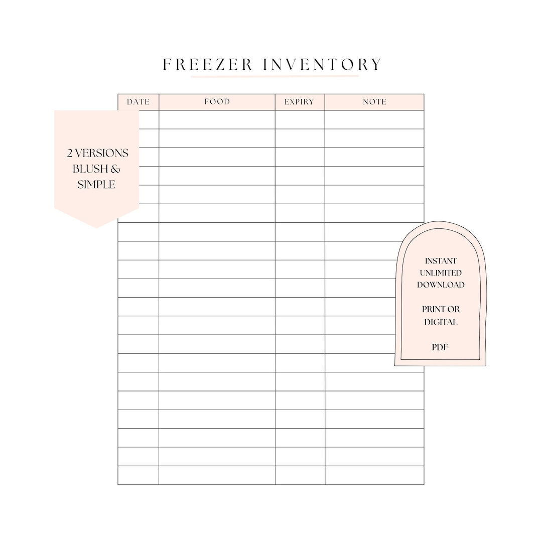 FREEZER INVENTORY Log Food Tracker Frozen Meals Log Expiry Dates Meal ...
