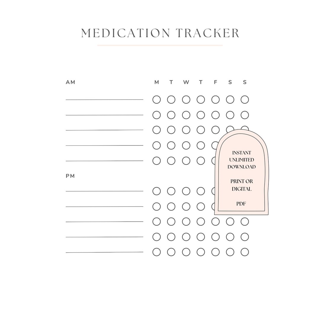 MEDICATION TRACKER Daily Medication Log Pills Sickness Tracker Log ...