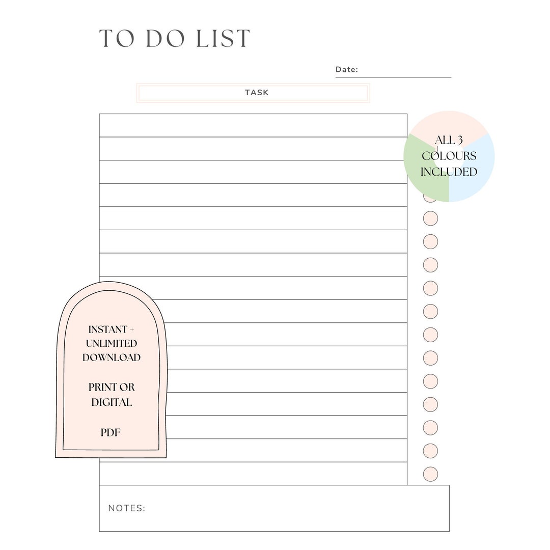TO DO LIST Minimal Daily Checklist Task Planner Daily Organiser ...