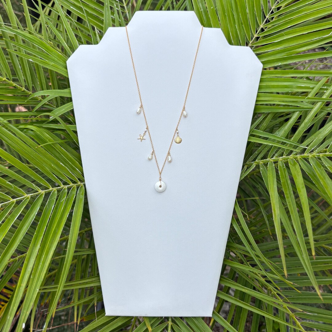 Hawaiian Puka Shell and Gold Fill Starfish Charm Keshi Pearl Necklace ...