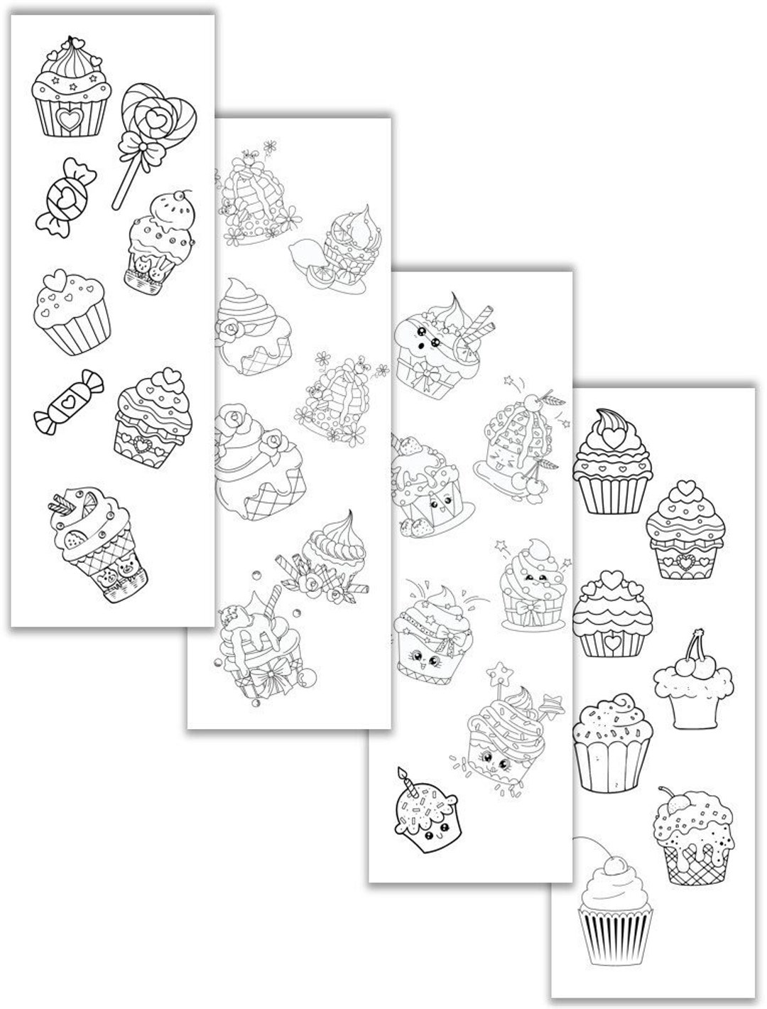 4 Printable Dessert Coloring Bookmarks for Kids - Etsy