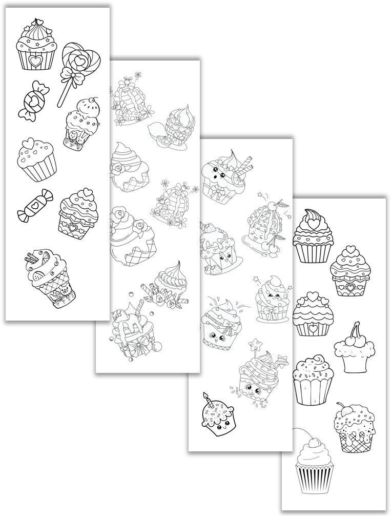 4 Printable Dessert Coloring Bookmarks for Kids - Etsy