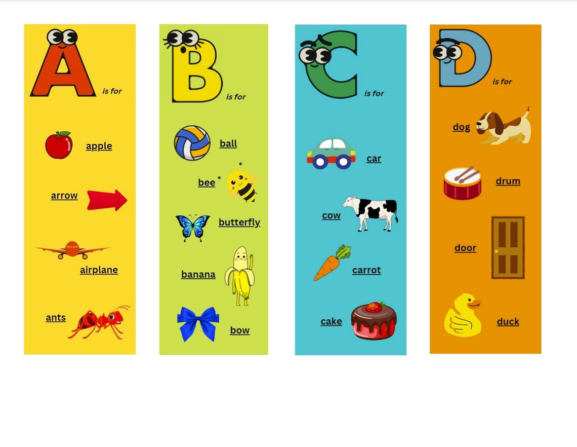 Alphabet Bookmarks for Kids - Etsy