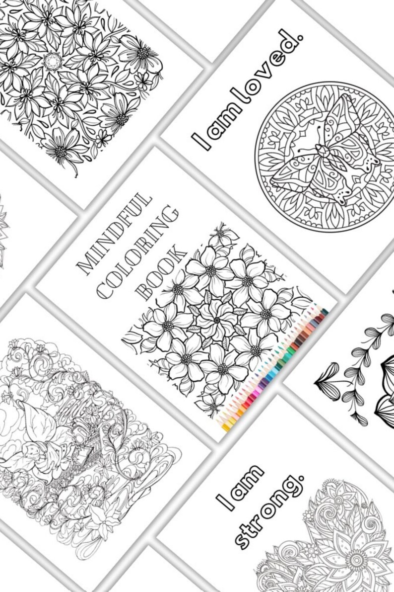 Mindful Coloring Pages for Kids and Adults - Etsy