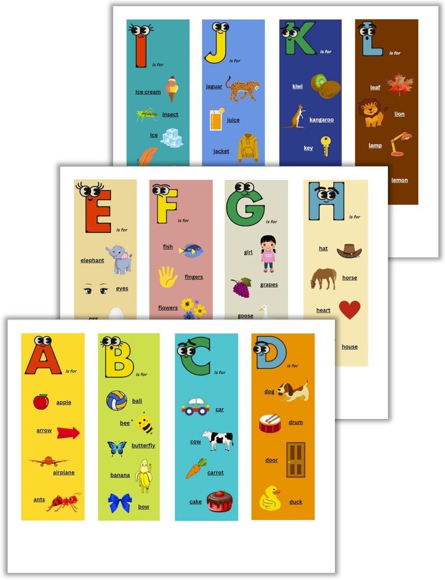 Alphabet Bookmarks for Kids - Etsy