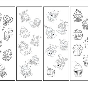 4 Printable Dessert Coloring Bookmarks for Kids - Etsy