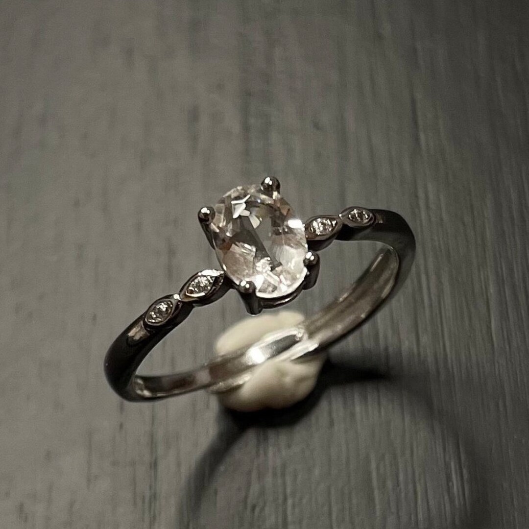 Natural Clear Quartz Crystal Cut Engagement Ring, Herkimer Diamond Ring ...