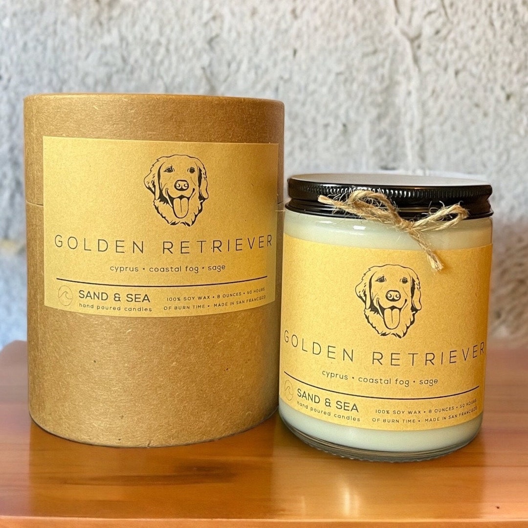 Golden Retriever Dog Scented Candle • 100% Soy Wax Handcrafted Small ...